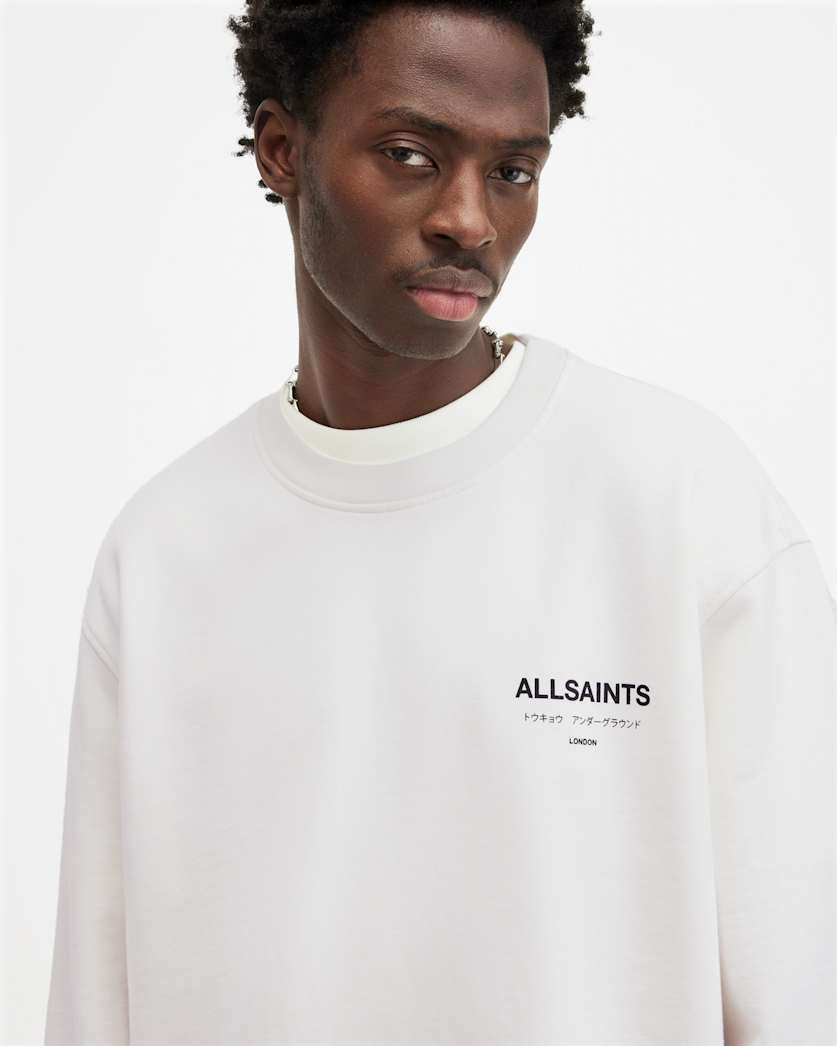 Underground Relaxed Crew Sweatshirt ASHEN WHITE | ALLSAINTS